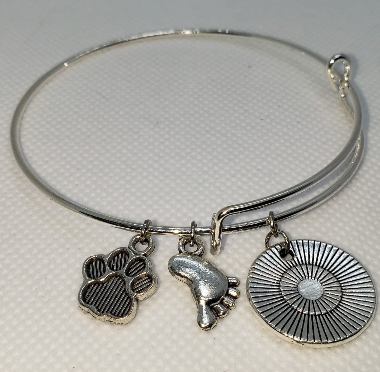 Faux Silver Charmed Bangle - Artfuldcreations